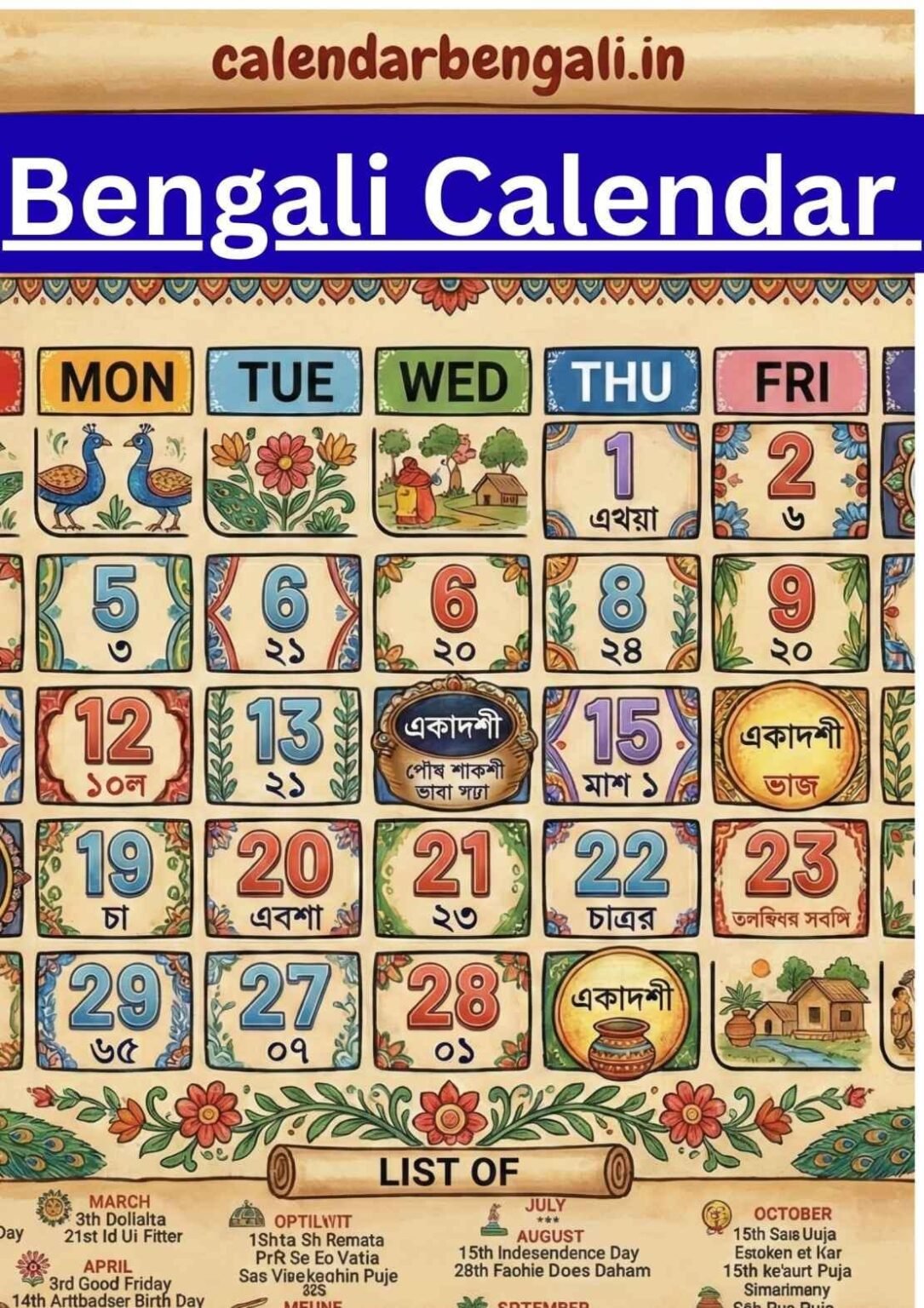 Bengali Calendar 2026: Panjika, Festival বাংলা ক্যালেন্ডার ২০২৬ PDF ...