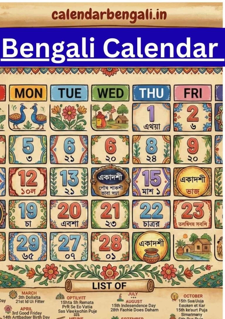 Bengali Calendar 2026: Panjika, Festival বাংলা ক্যালেন্ডার ২০২৬ PDF ...